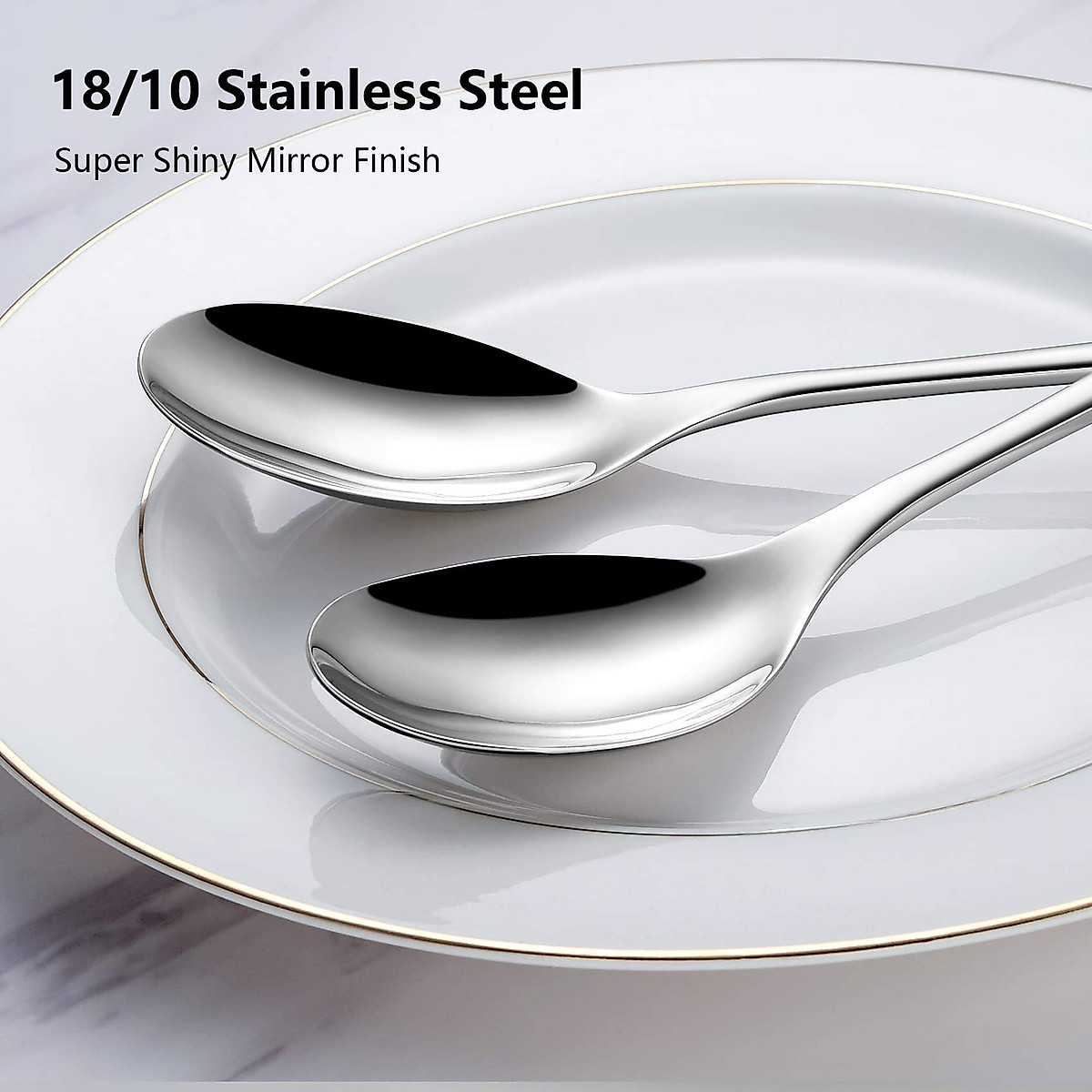 KEAWELL Premium Serving Spoon Set, 18/10 Stainless Steel Large Serving Spoon Tabletop Flatware Serving Utensil Buffet Banquet Serving Tablespoons(Pack in 2/4), Mirror-Polished, Buffet Serving set (4)