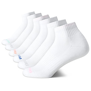 Reebok Women's Comfort Cushioned Athletic Quarter Cut Socks (6 Pack), Size Shoe Size 4-10, White