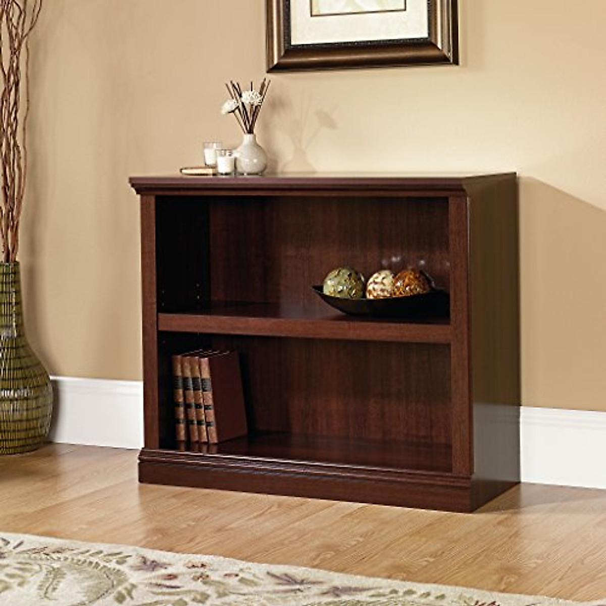 Sauder 2-Shelf Bookcase, Select Cherry Finish & Heritage Hill Library with Doors, Classic Cherry Finish
