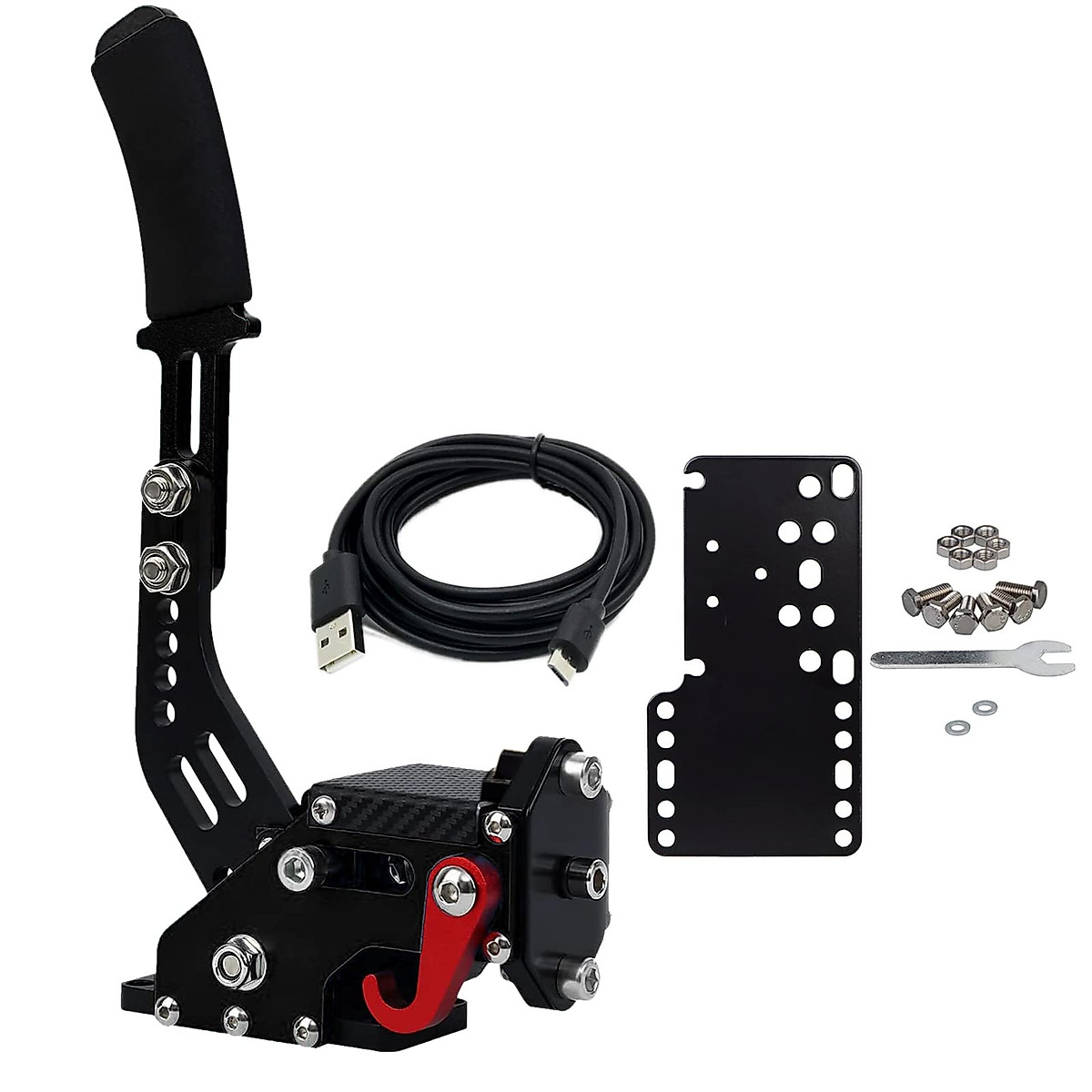 64Bit USB Handbrake SIM For XBOX ONE Racing Games Compatible with G920 FANATECOSW Dirt Rally Without Clamp With Black Stainless Steel Fixed Plate (Black-With Black Stainless Steel Fixed Plate)