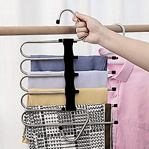 APARE - Storage Solutions Space Saving Pants Hanger-2 Pack for Closet Multiple Layers Multifunctional Uses Rack Organizer for Trousers Skirts Scarves Anti-Slip Design