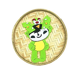 MILISTEN Flat Wicker Bamboo Wood Round Serving Platter Bamboo Basket Tray Flat Shallow Basket for Kids DIY Drawing 42CM