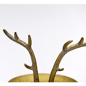 LuHeToz Antique Gold Metal Ring Holder with Antler,Vintage Trinket Dish, Gifts for Women,
