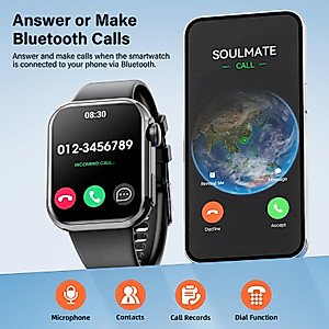 Smart Watch for Men Women(Answer/Make Call),1.95" Touch Screen Activity Tracker, IP68 Waterproof Fitness Watch with Heart Rate Sleep Pedometer Calorie Monitor, Smartwatch for Android and iOS Phones