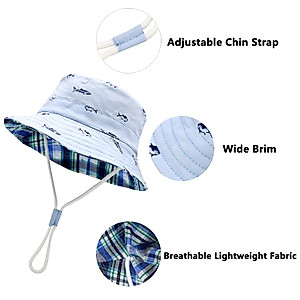 Sarfel Baby Sun Hat Toddler Summer Hats UPF 50+ Baby Bucket Hat Kids Beach Hats for Baby Boys Blue 18.9"(48cm)/6-12 Months