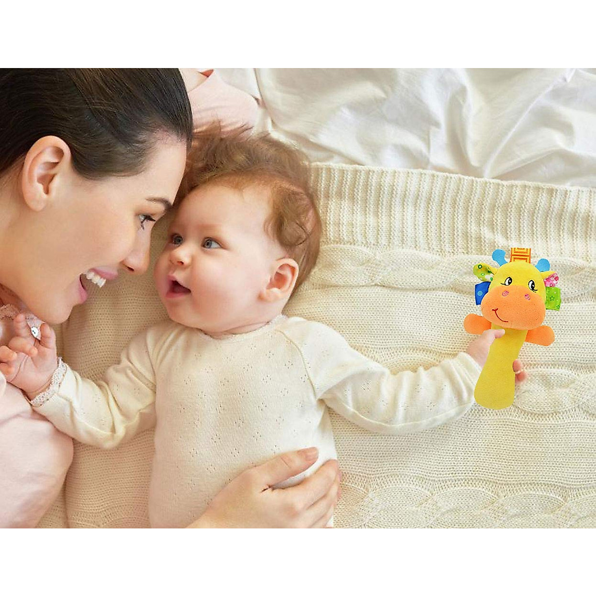 Cartoon Stuffed Animal Baby Soft Plush Hand Rattle Toys Infant Dolls - Giraffe and Monkey