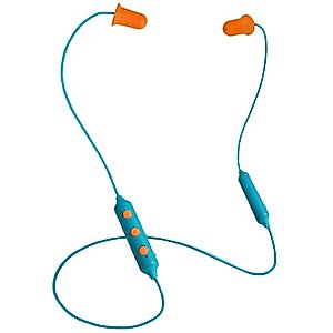 Plugfones Basic Pro Wireless Bluetooth in-Ear Earplug Earbuds - Noise Reduction Headphones with Noise Isolating Mic and Controls (Blue & Orange)