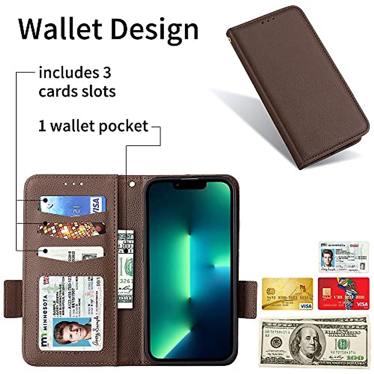 Diaobaolee Case Cover Compatible with Oppo Realme X50 Pro 5G,Leather Flip Case with Card Slot,Wallet Design,Magnetic Lock,Kick Stand,Leather Case for Oppo Realme X50 Pro 5G Brown