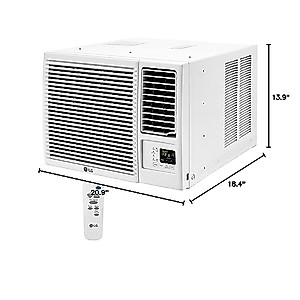LG 7,500 BTU Window Air Conditioner with Supplemental Heat, Cools 320 Sq.Ft. (16' x 20' Room Size), Electronic Controls with Remote, 2 Cooling, Heating & Fan Speeds, Slide In-Out Chassis, 115V