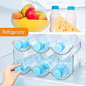 Water Bottle Organizer for Cabinet, 4 Packs Stackable Plastic Water Bottle Holder, Wine Racks for Kitchen Fridge Pantry Organization and Storage,Tumbler Travel Cup Holder and Organizer