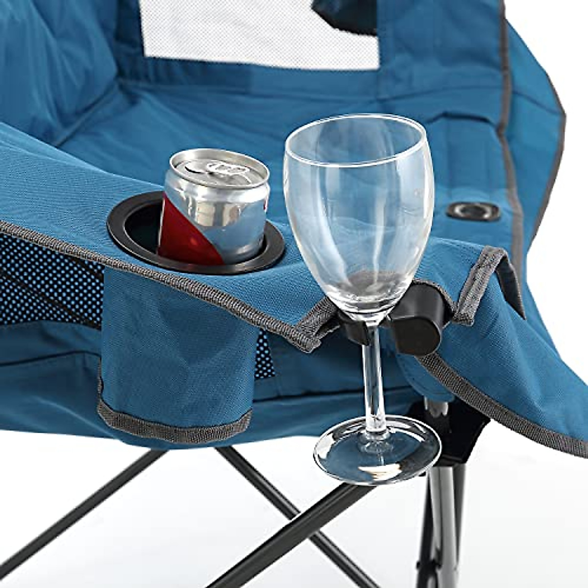 ARROWHEAD OUTDOOR Portable Folding Double Duo Camping Chair Loveseat w/ 2 Cup & Wine Glass Holder, Heavy-Duty Carrying Bag, Padded Seats & Armrests, Supports up to 500lbs, USA-Based Support