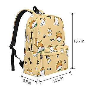 Dog Fashion Backpack Casual 17 Inch Bookbag,Cute Lightweight Daypack Laptop Backpack for Teen/Boys/Girls