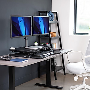 VIVO Height Adjustable 32 inch Standing Desk Converter with Dual 13 to 30 inch Monitor Stand, Sit Stand Monitor Mount and Desk Riser, Black, DESK-V000K-M2