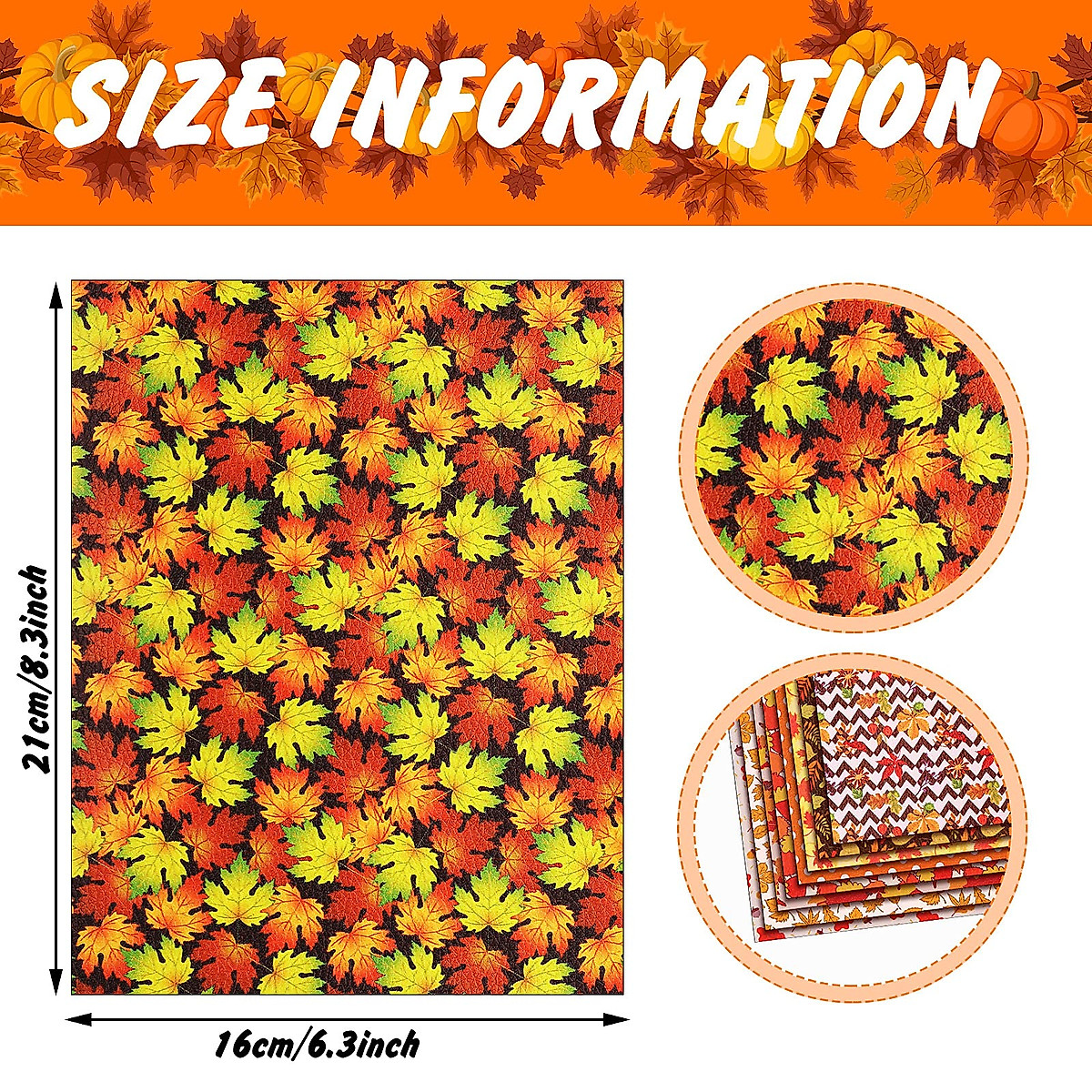 15 Pieces Thanksgiving Fall Faux Leather Sheets Glitter Autumn Leather Sheets Plant Leather Fabric Sheets Fall Leaves Faux Leather Fabrics for DIY Crafts Earrings Bag Decors(Classic Style)