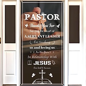 Buxiuer Pastor Appreciation Month Door Cover Thank You Pastor Sunday Clergy Day Church Decoration Indoor Outdoor Decor