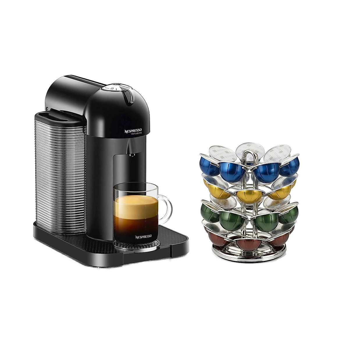 Nifty Vertuoline Coffee Pod Carousel – Nickel Chrome Finish, 28 Pod Capsule Holder, Spins 360-Degrees, Lazy Susan Platform, Home or Office Kitchen Counter Organizer