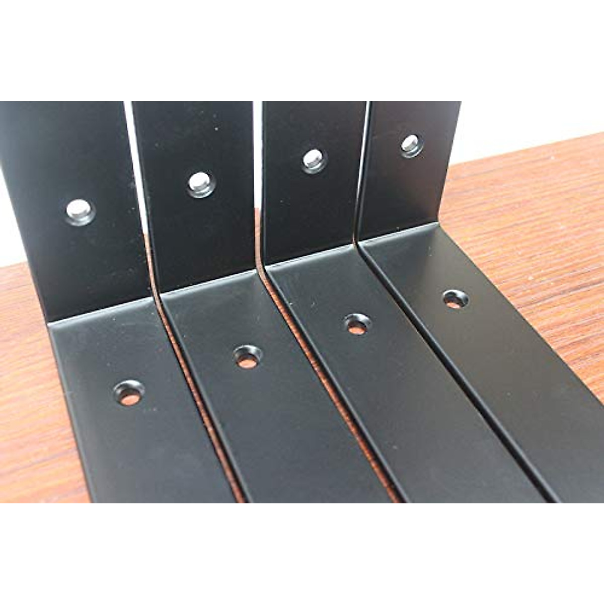 4 Pack - 5.5"L x 4"H x 1.5"W 5mm Thick Black Hook Brackets, Hook Iron Shelf Brackets, J Bracket, Metal Shelf Bracket, Industrial Shelf Bracket, Modern Shelf Bracket Shelf Supports with Screws