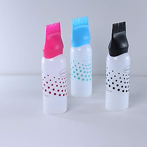 Poitemsic 3pcs 6oz Hair Color Oiling Bottles Root Comb Squeeze Applicator Bottles With Dots For Hair Dye Coloring & Oiling Care,Hair Bleach