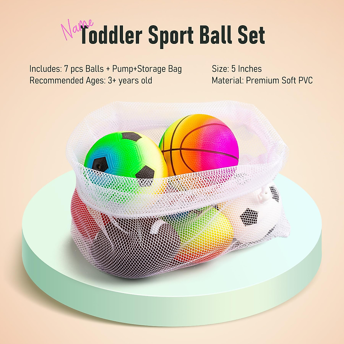 EVERICH TOY Balls for Toddlers 1-3 Balls for Kids Toddler Ball Toddler Sports Balls - Set of 7 Sports Balls,Ball Toys for Toddlers 1-3,Baby Sports Balls