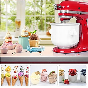 LETOMS Ice Cream Maker Attachment for Kitchenaid, 2 Quart Frozen Ice Cream Bowl for Stand Mixer 4.5/5/6/7QT, Sorbet Gelato Maker for Homemade Ice, Dessert, Yogurt