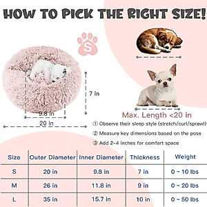 Himax Dog Beds for Small Dogs, Donut Dogs Beds with Blanket Attached, Calming Dog Bed Washable (20"/26"/35") Beige