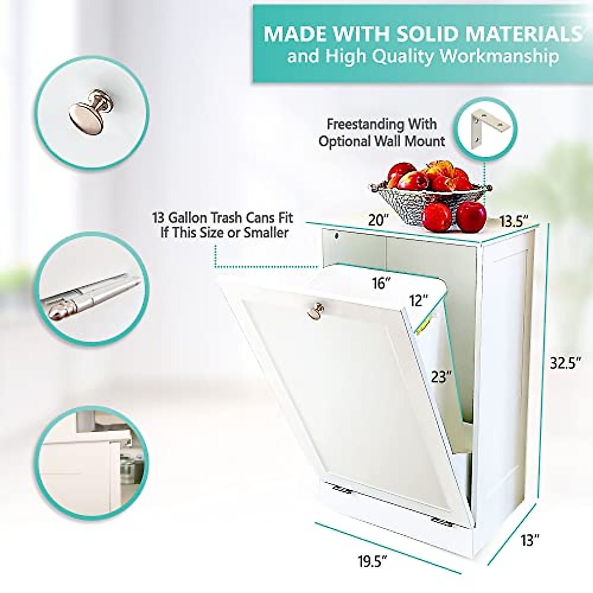 Northwood Calliger Tilt Out Trash Bin Cabinet or Laundry Hamper Solid Workmanship and New 2022 Design Cuts Assembly Time in Half! Hide Ugly Trash, add Countertop Space, Keep Pets Out!