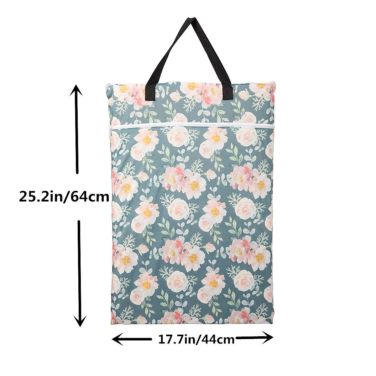 Sigzagor 2 Pack Large Hanging Wet Bags Laundry Pail Bags Cloth Diapers Reusable (Grey Chevron)