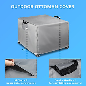 Kovshuiwe Outdoor Patio Ottoman Cover, Waterproof Patio Ottoman Cover,Gray 1Pcs-25 L x 25" W x 17" H