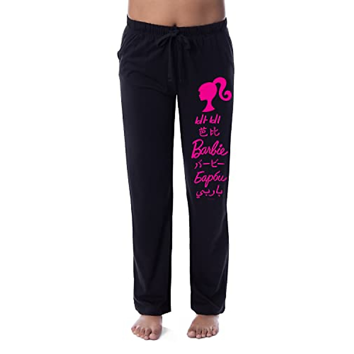Barbie Womens' All Around The World Languages Title Sleep Pajama Pants (X-Large) Black