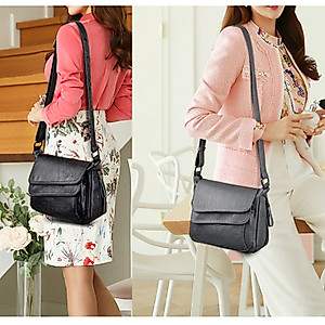 SYYHOME Crossbody Purses for Women PU Leather Hobo Shoulder Bags Travel Purses and Handbags Medium Pocketbooks (Wine Red)