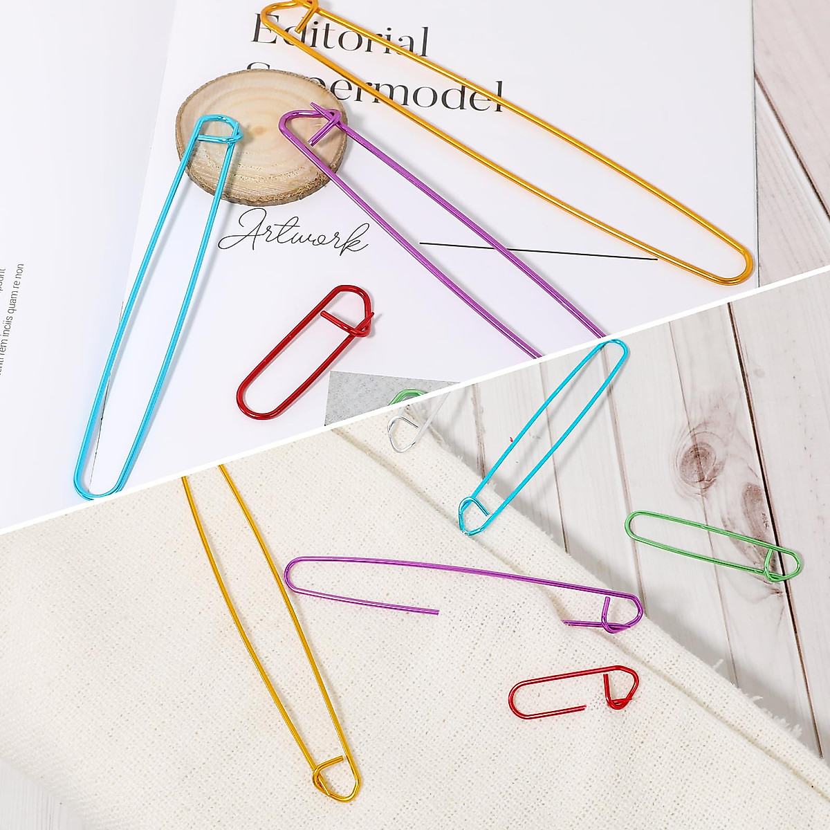 12 PCS Knitting Stitch Holder Set 6 Size Colorful Aluminum Yarn Stitch Holder Set Needles Practical Knitting Crochet Tools Knitting Supplies for Manual DIY Blankets Knitting Project