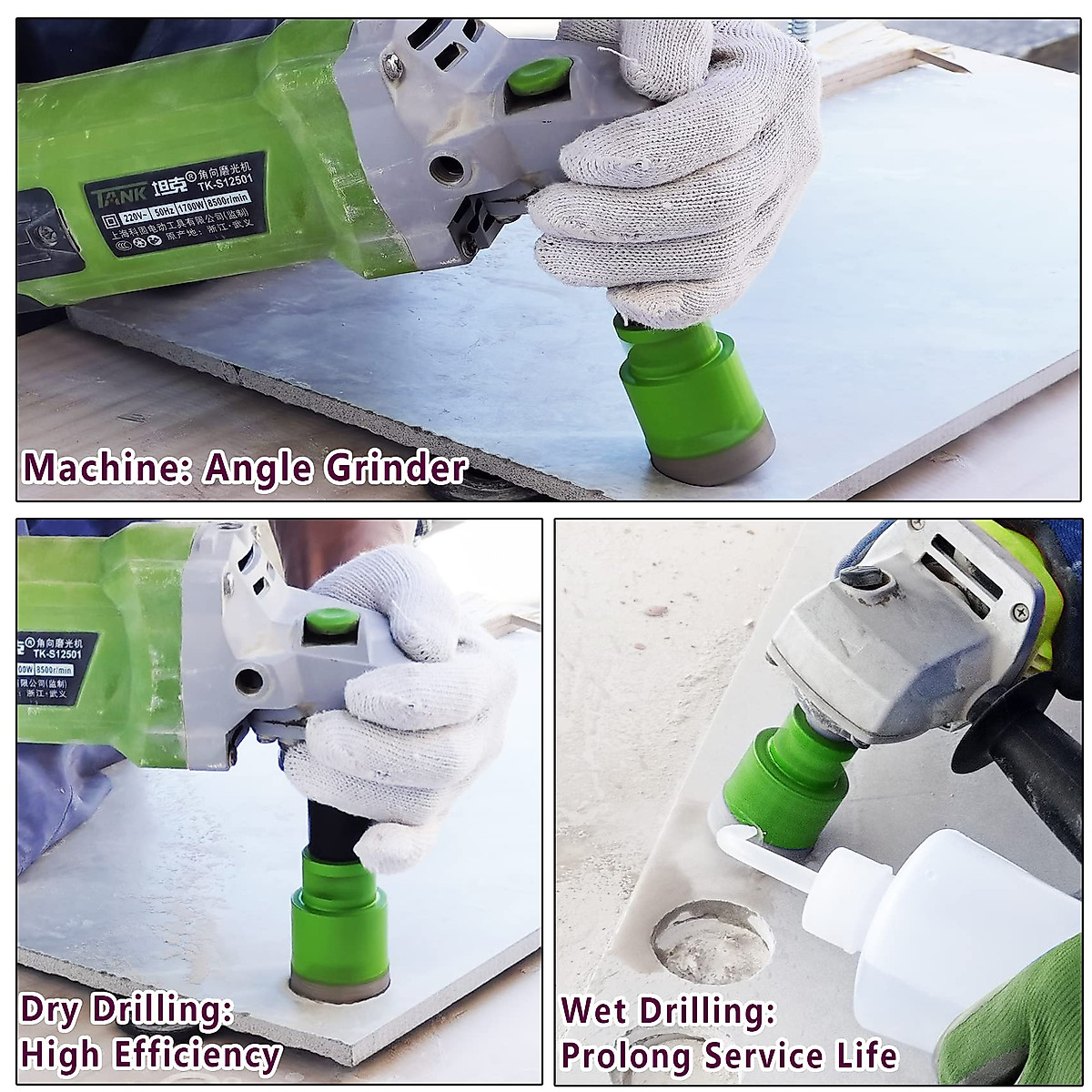 FACHLICH Diamond Core Drill Bits 1-3/8" 35mm 5/8-11 Thread Plus Adapter 5/8"-11 Male to 3/8" Hex Shank,Tile Hole Saws for Porcelain Tile,Granite,Marble,Concrete,Masonry