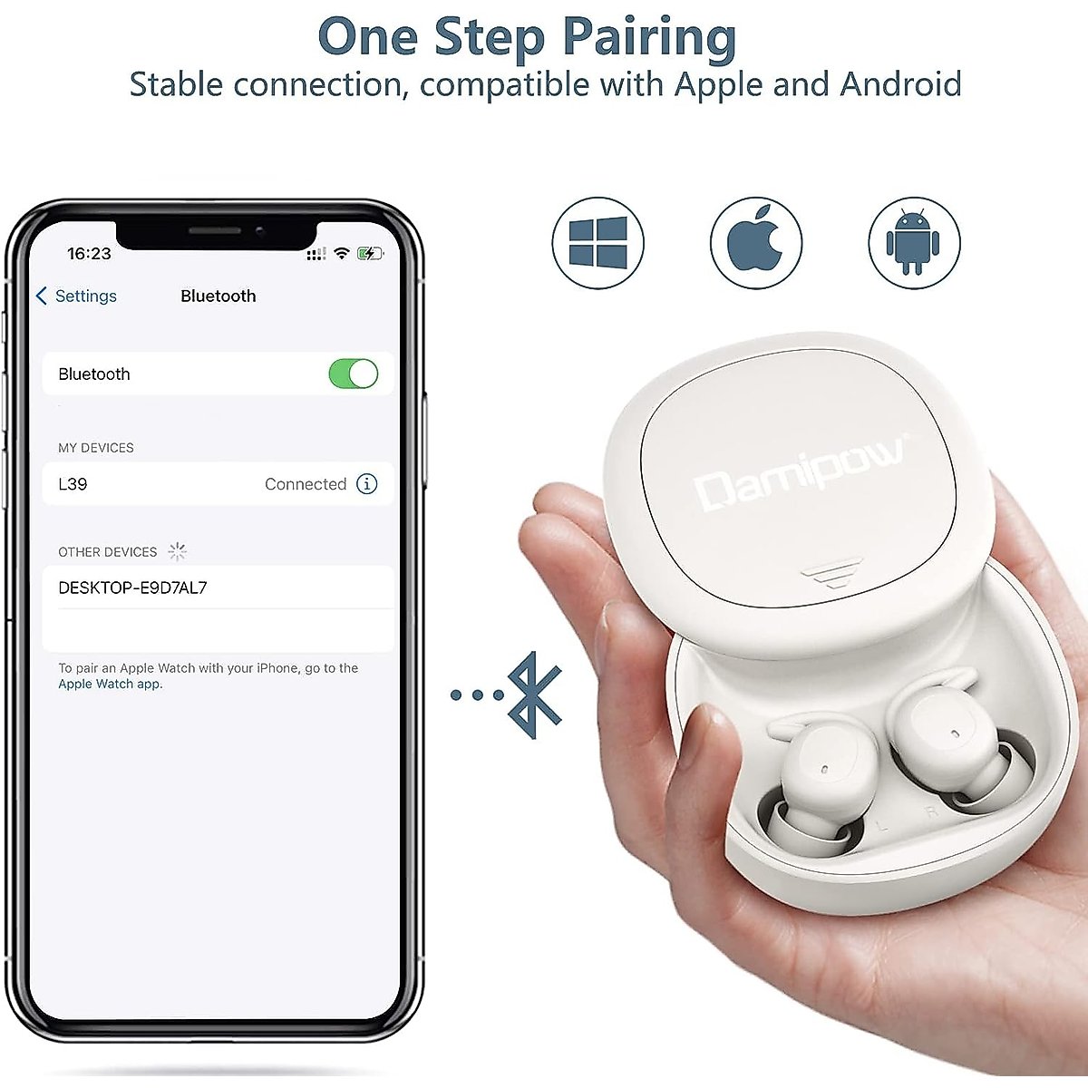 Bluetooth Sleep Earbuds, Noise Blocking Small Buds for Sleeping, Wireless Sleep Headphone Comfortable Fit, Invisible and Skin-Soft in-Ear Designed for Side Sleepers, Insomnia, Snoring, Work, Leisure