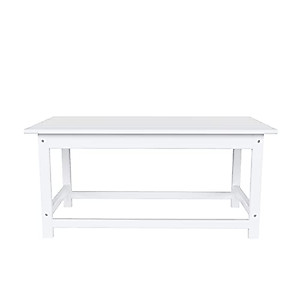 WO Adirondack Outdoor Coffee Table 35" inch Long Retro Rectangle Entertainment Table for Indoor, Outdoor, Living Room, Patio, Lawn, Garden, Balcony, Backyard, Porch, Pool, Deck (Bright White)