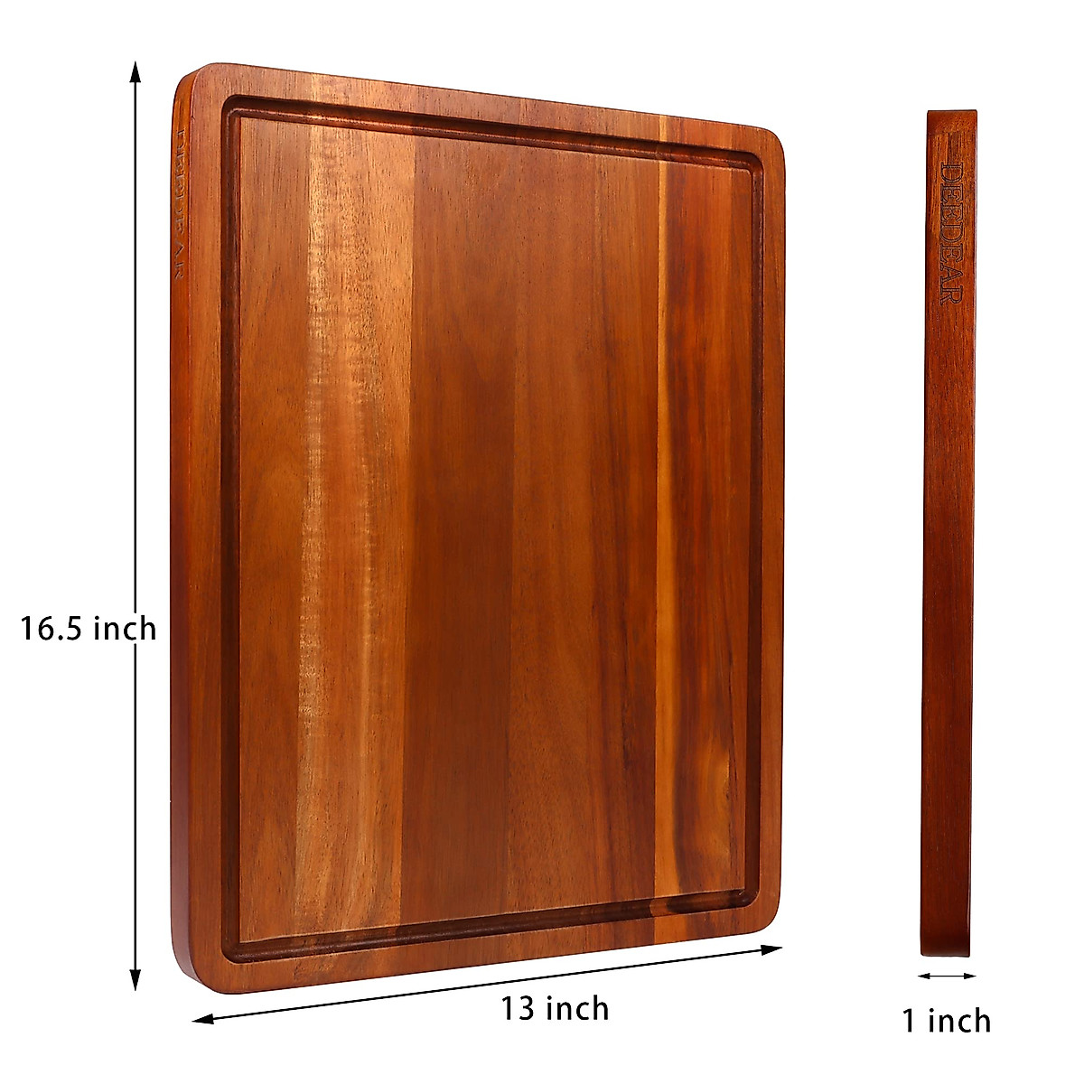 DeeDear Wood Cutting Board 16.5x13 Inch Large Reversible Chopping Block with Handles and Juice Groove, Acacia Wood Butcher Block Extra Thick Wooden Chopping Board Meat Board Cheese Board