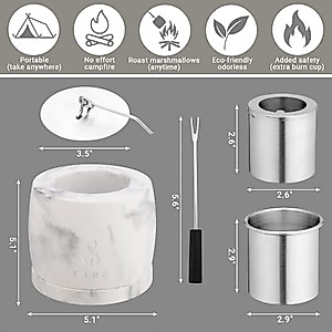 The-Fire Tabletop Fire Pit - Small Fire Pit - Smores Maker Tabletop Indoor Outdoor Featuring Dual Flame Marble Effect Mini Personal Fireplace for Indoor & Garden