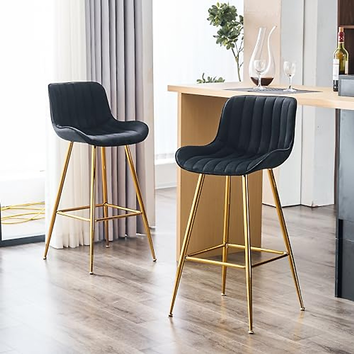 Sidanli Black Bar Stool with Seat Height - 29 Inch