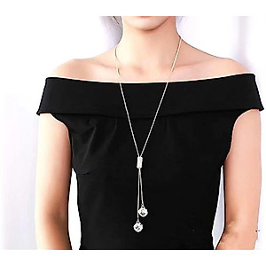 Cathercing Flower Rhinestone Pendant Long Necklace for Women Sweater Chain Statement Necklace Choker Adjustable Elegant Jewelry Accessories Dressy Collocation Winter Evening Party Wedding