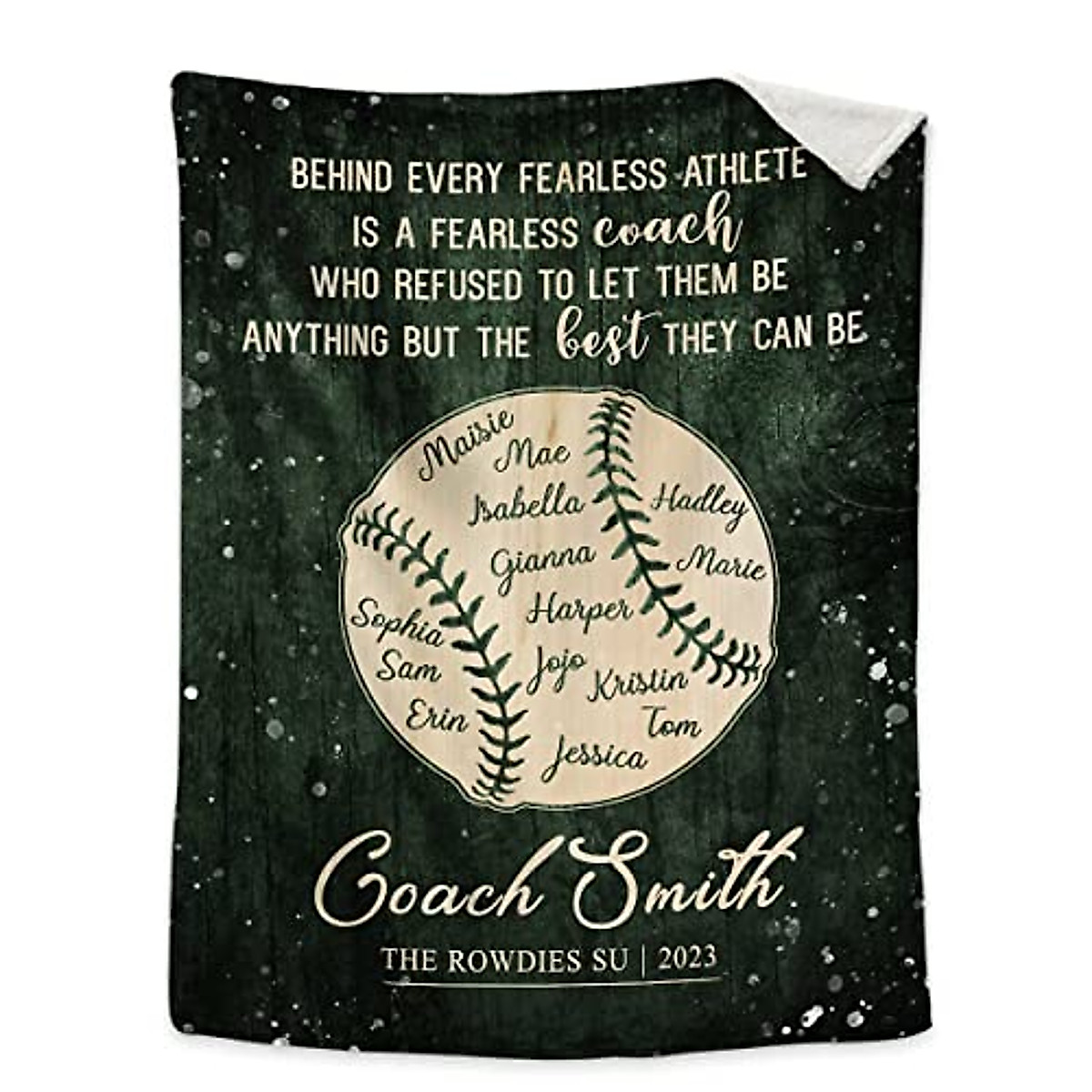 Rimmer Personalized Thank You Softball Coach Blanket, Softball Team Gifts for Softball Coach, Anniversary Present for Softball Lovers, Great Gifts for Softball Fans on Christmas Birthday Fathers Day