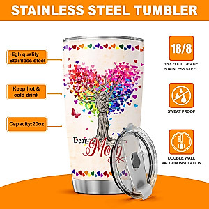 Insulated For Cups Mothers Funny Day Mother Handle Tumblers Women Coffee Mama, Dear Mom Letter, Mom Gifts, Tumbler 20 Oz With Lid And Straw