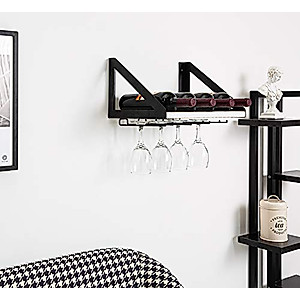 Rustic Wood Wine Rack Wall Mounted 15 Inch Wine Storage Holder Racks, Stemware Racks for Bar, Kitchen Dining