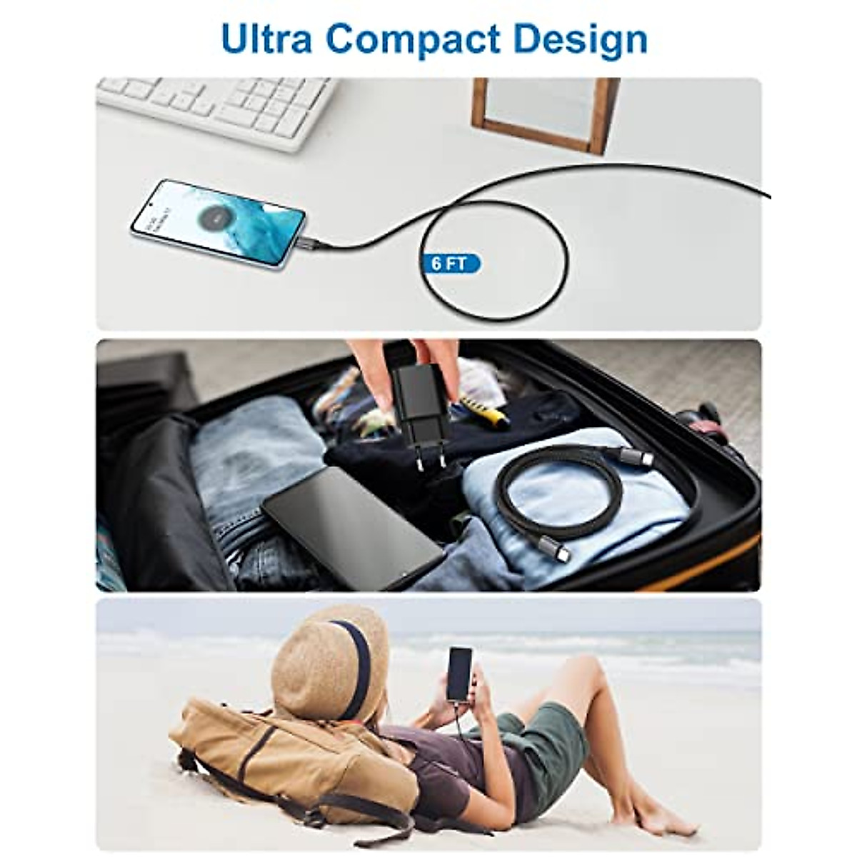 S23 S22 S21 Super Fast Charger Type C, European EU Travel Plug Adapter, 25W PD/PPS USB C Fast Wall Charger Block & 6FT Long Fast Charging Cable for Samsung Galaxy S23/S23 Ultra/S22/S22 Ultra/S21+/Note