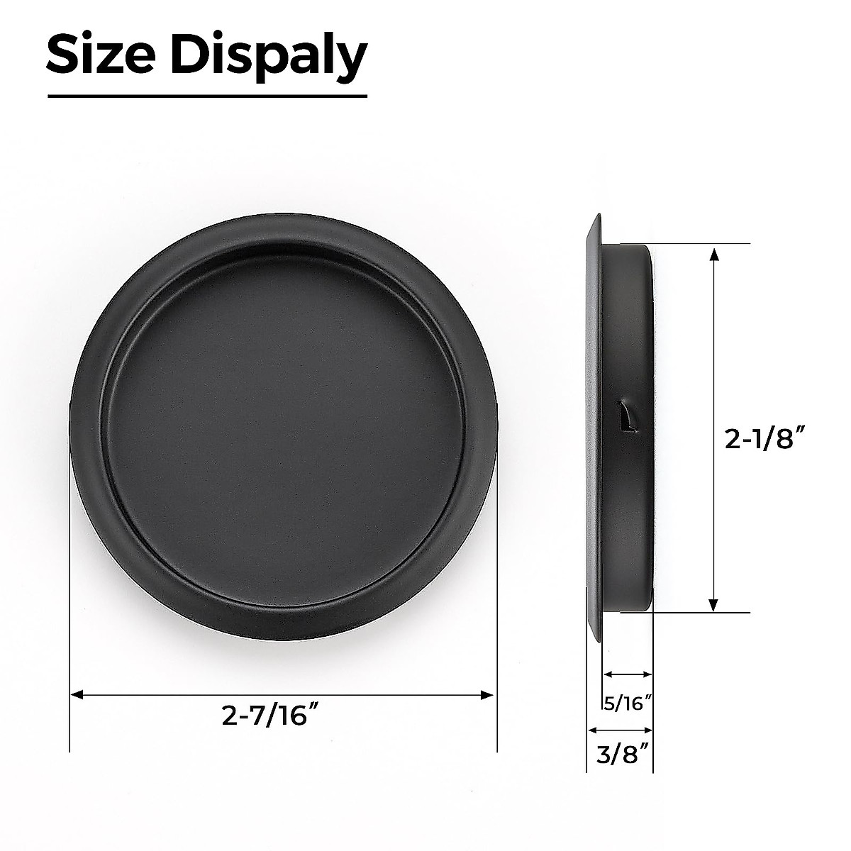 Ravinte 4 Pack Closet Door Finger Pull 2-1/8", Sliding Closet Door Hardware Easy Snap-in Installation, No Nails Needed