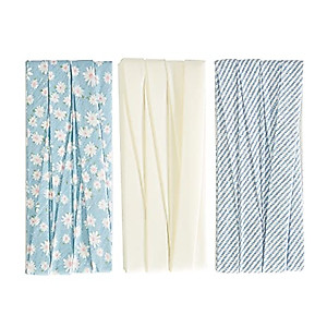 Wrights Extra Wide 1/2 Inch Double Fold Bias Tape for Quilting and Sewing, 27 Total Yards, White/Blue 9 Piece