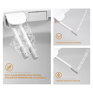 Tataware Electric Bidet Toilet Seat, Fits Elongated Toilet and Easy Installation, Instant Warm Water for Rinsing, Self-clean Dual Nozzle, Heated Seat with Soft Close Lid, Night Light, Slim Profile