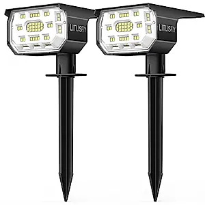 LITLISFlY Solar Power Spotlights - 50 LEDs, 3 Brightness Settings, Durable Plastic, IP67 Waterproof, Easy to Assemble, Outdoor Use, Security