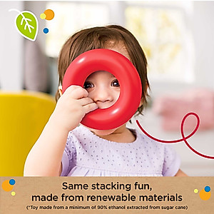 Fisher-Price Baby Stacking Toy Rock-A-Stack Rings with Roly-Poly Base for Ages 6+ Months, Made with Plant-Based Materials