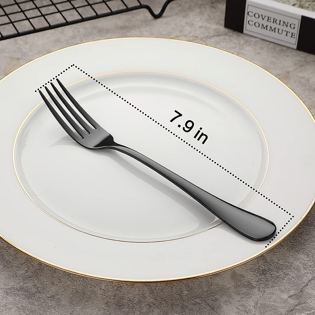 Devico Forks Set, Good Stainless Steel 10-piece Black Silverware Cutlery Reusable Dinner Forks