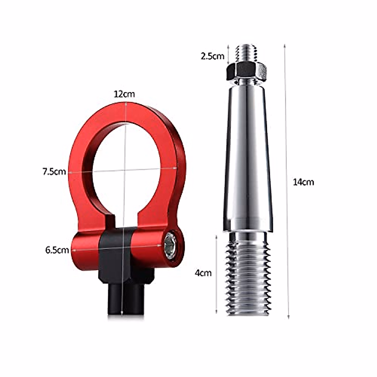 Car Tow Hook, Fydun CNC Aluminum Tow Hook for JDM Style Screw on Track Racing Towing Ring Car Auto Trailer Ring Fit for Infiniti FX35/FX45/FX50 QX70 (Red)