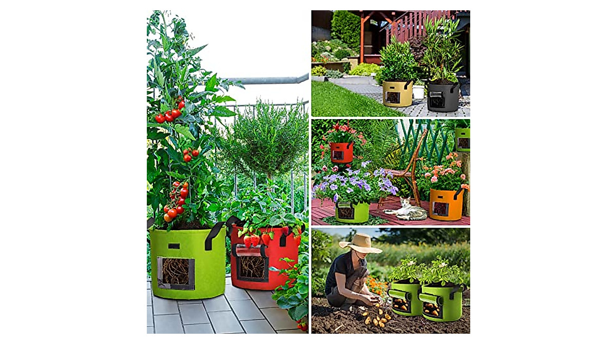 RVZHI 10 Gallon Potato Grow Bags - Heavy Duty Garden Plant Pots
